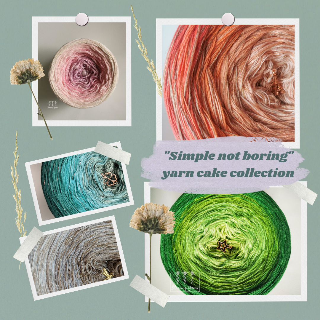 "Simple not boring" yarn cake collection – Blooming Yarns by KW